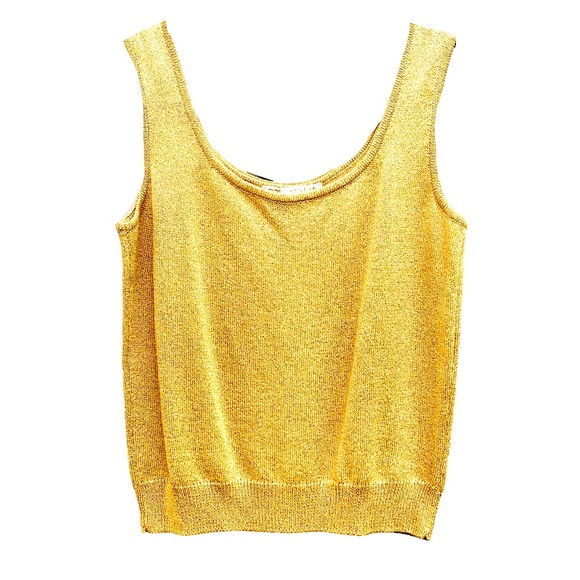St. John | Tops | St John Basics Gold Shimmer Shell Sweater Tank | Poshmark